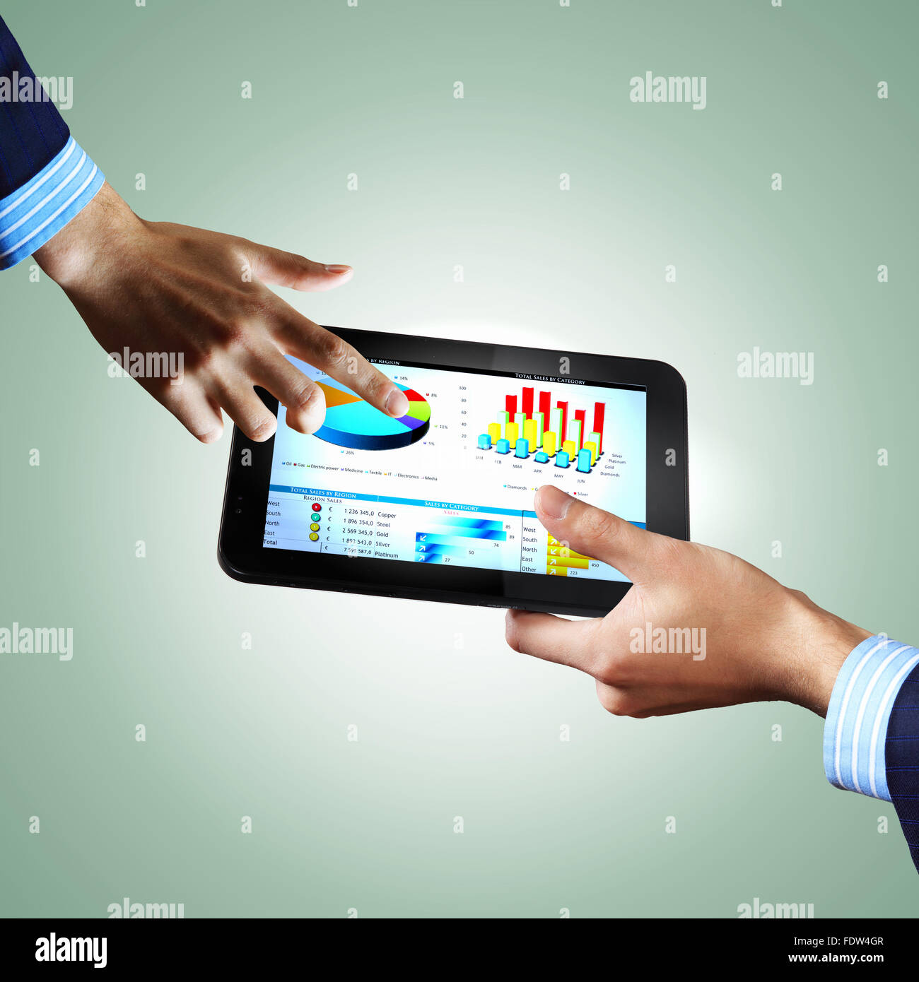 Modern computer technology in business illustration with wireless ...