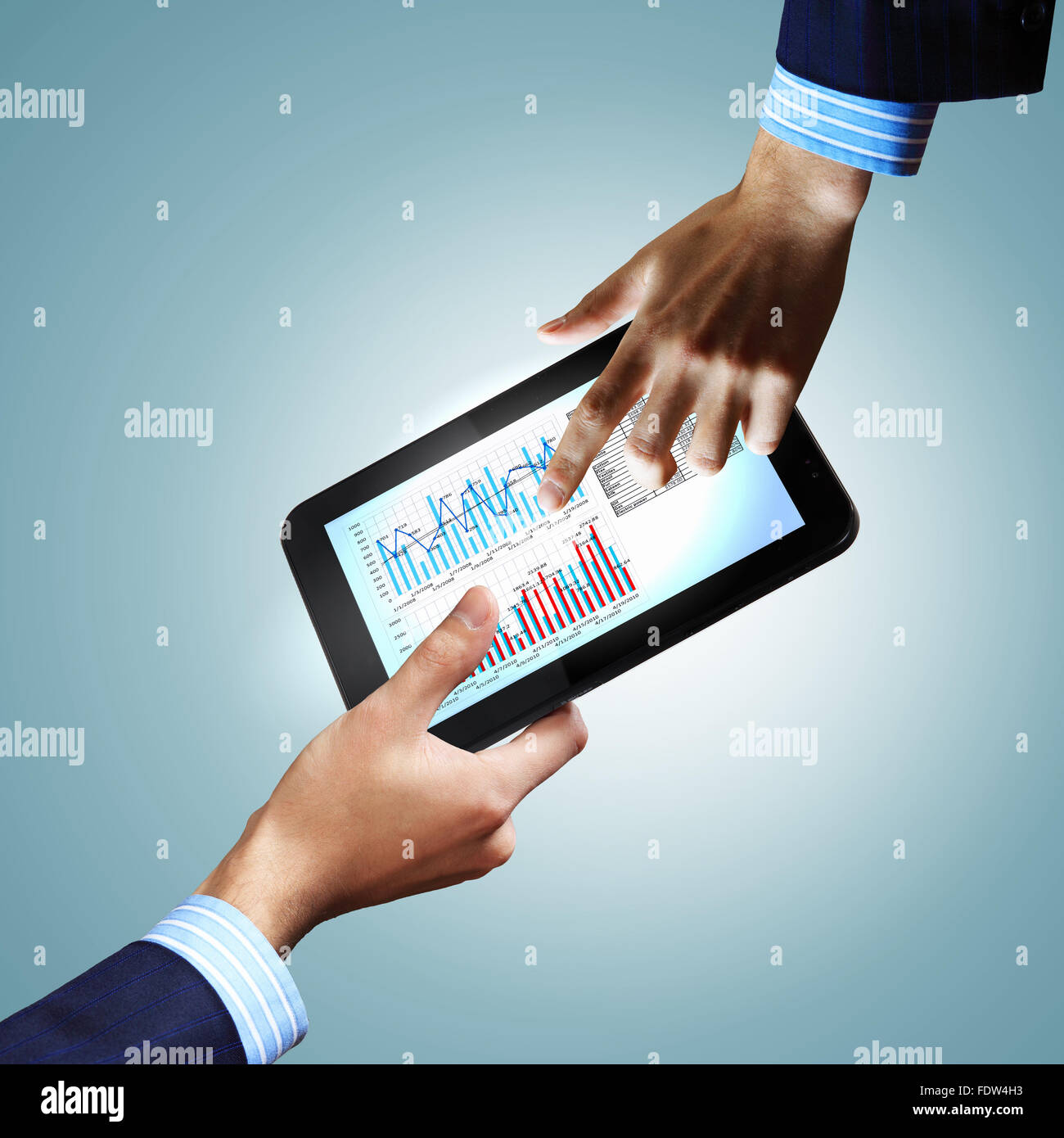 Modern computer technology in business illustration with wireless ...