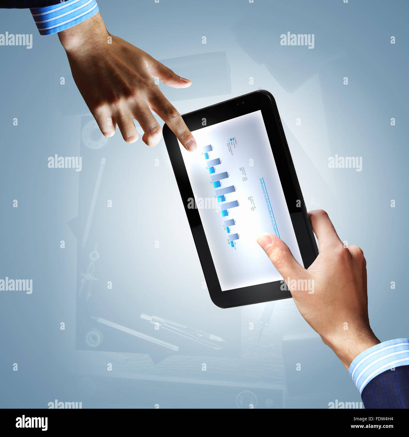 Modern computer technology in business illustration with wireless ...