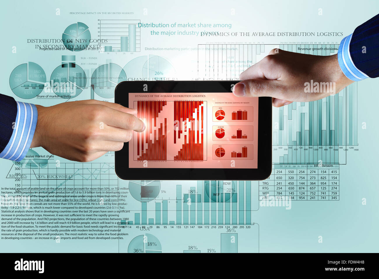 Modern computer technology in business illustration with wireless ...