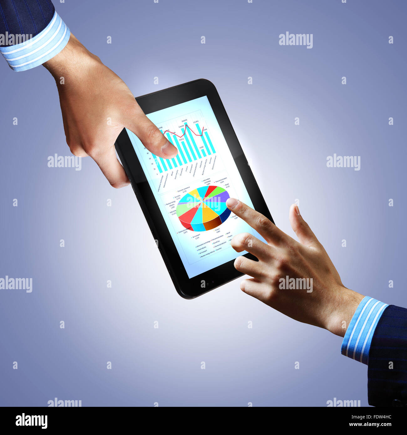 Modern computer technology in business illustration with wireless ...