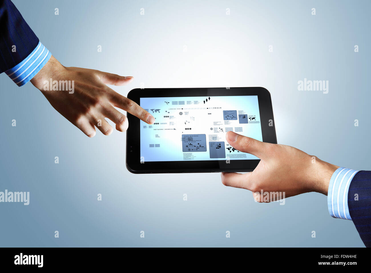 Modern computer technology in business illustration with wireless ...