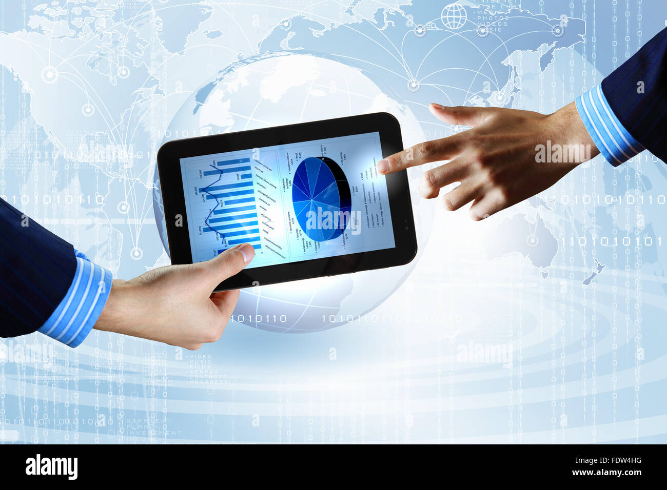 Modern computer technology in business illustration with wireless ...