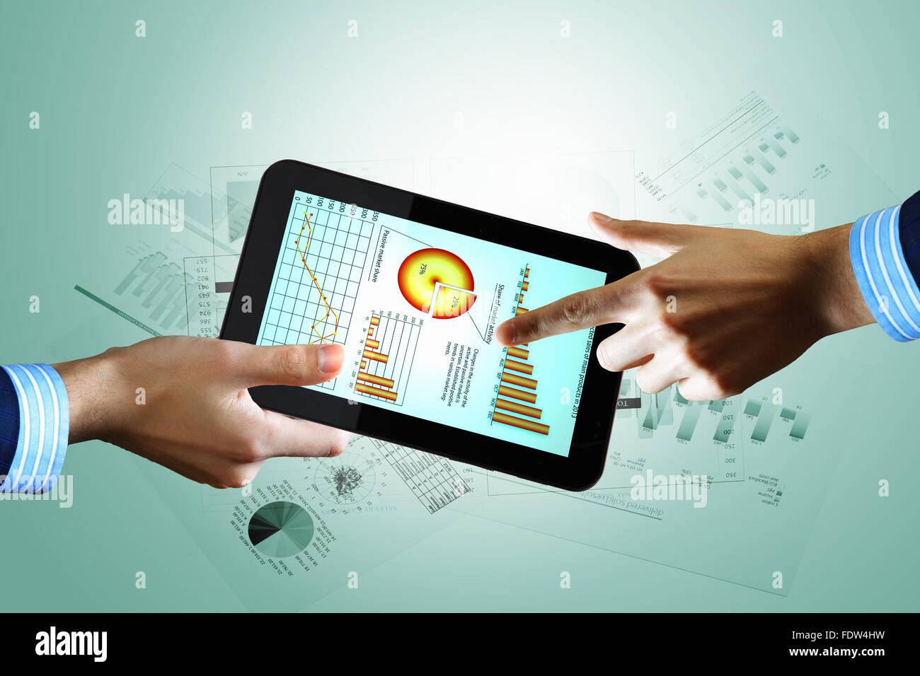 Modern computer technology in business illustration with wireless ...