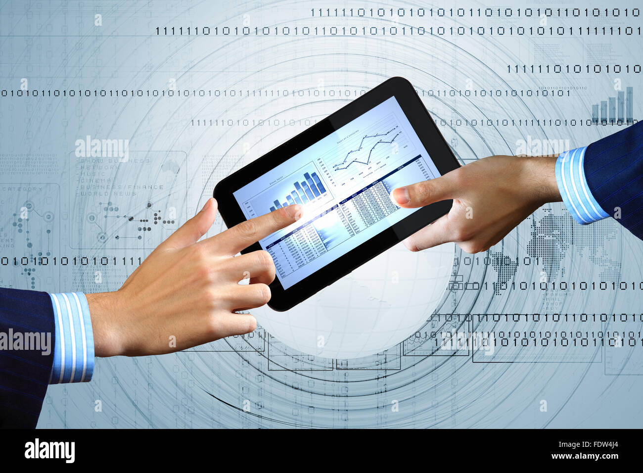 Modern computer technology in business illustration with wireless ...