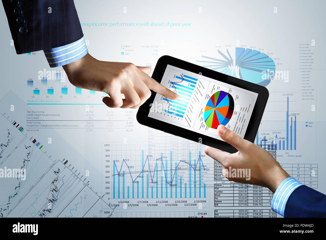 Modern computer technology in business illustration with wireless ...