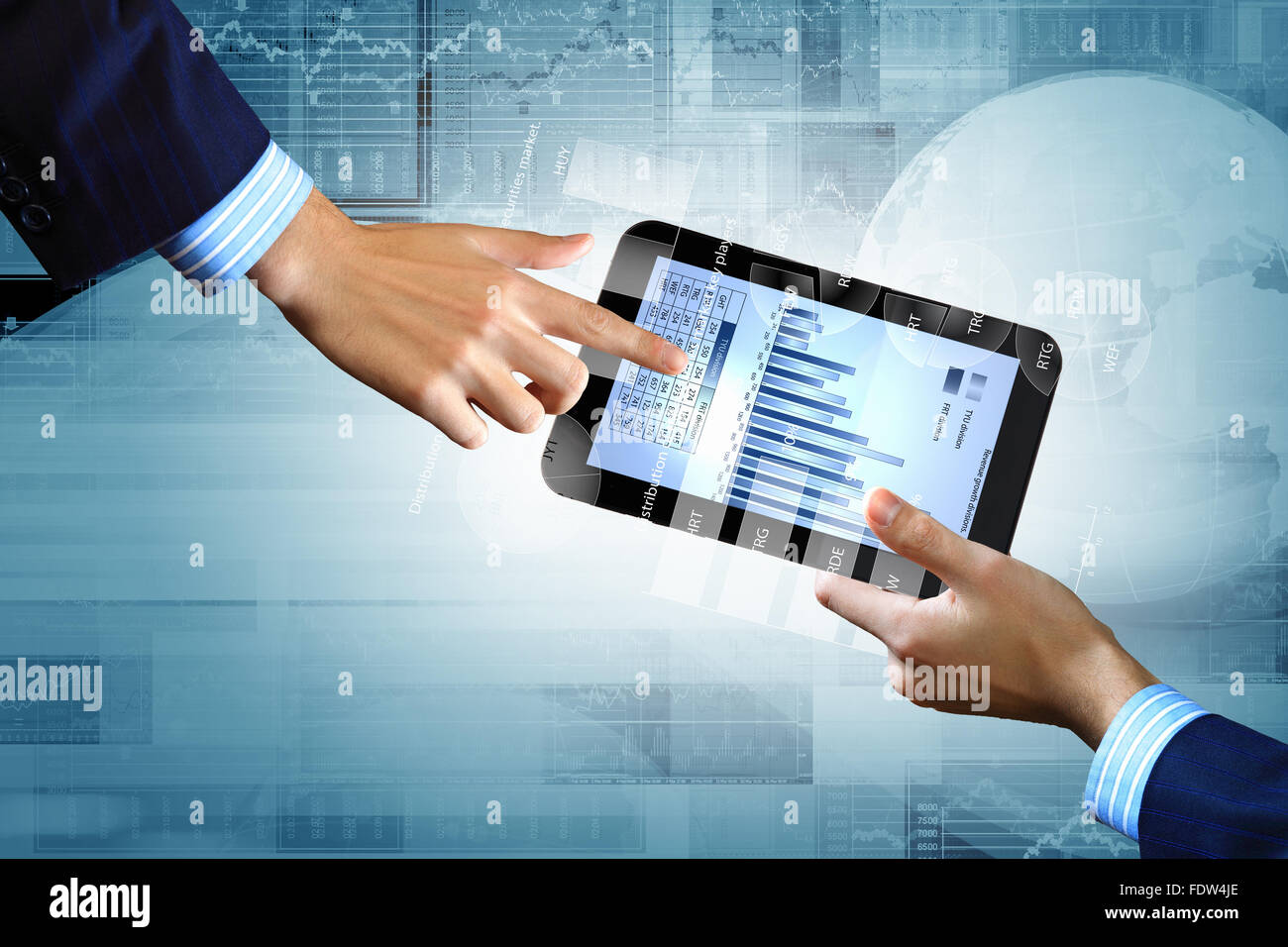 Modern computer technology in business illustration with wireless ...