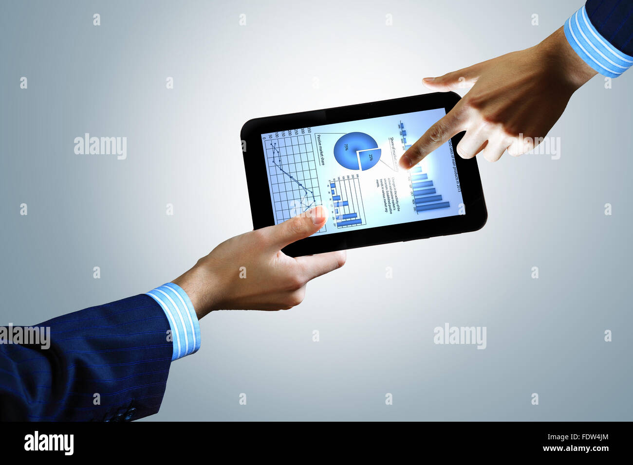 Modern computer technology in business illustration with wireless ...