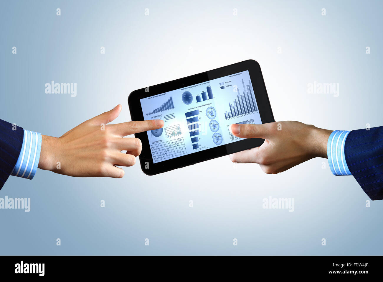 Modern computer technology in business illustration with wireless ...