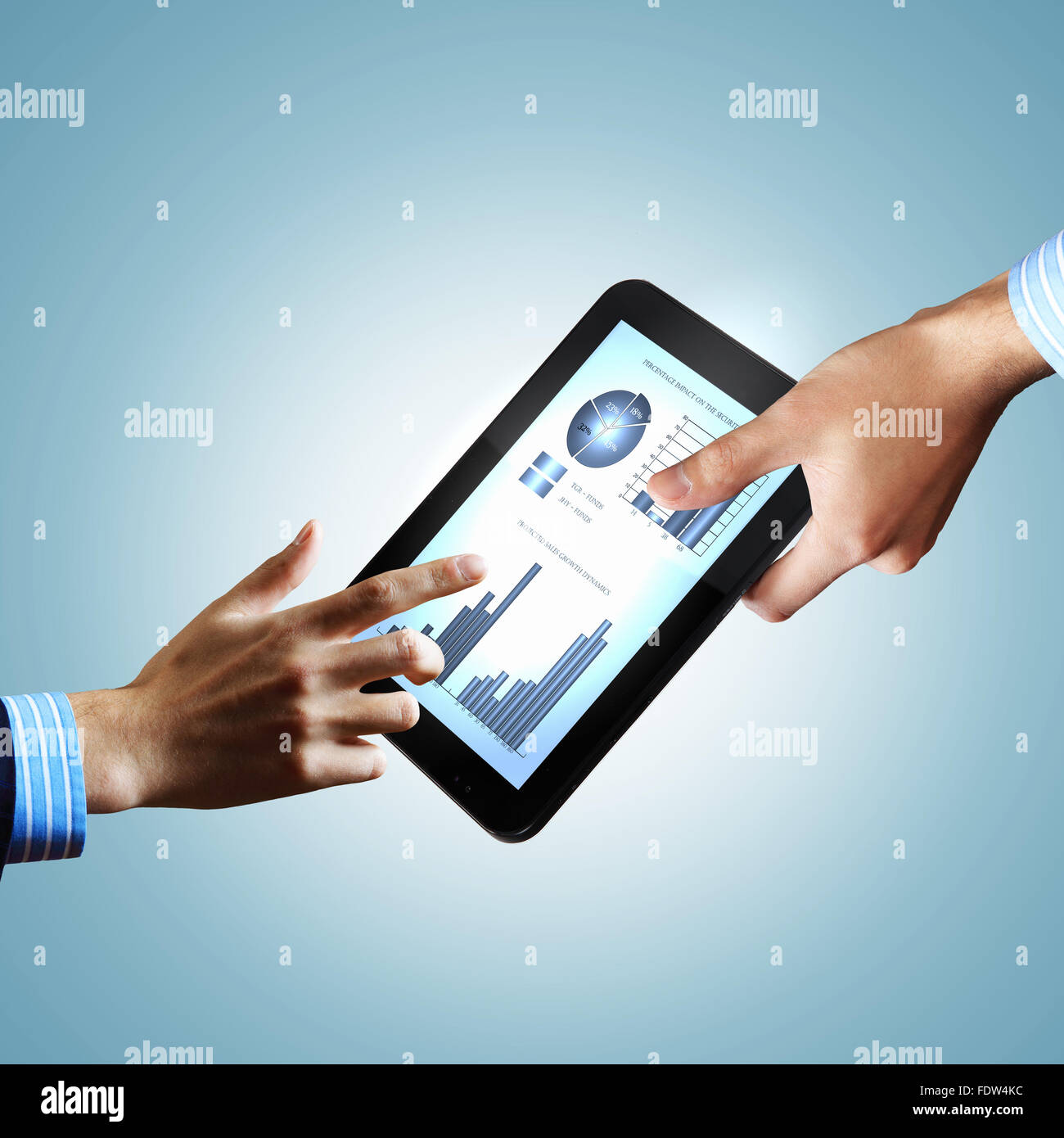 Modern computer technology in business illustration with wireless ...