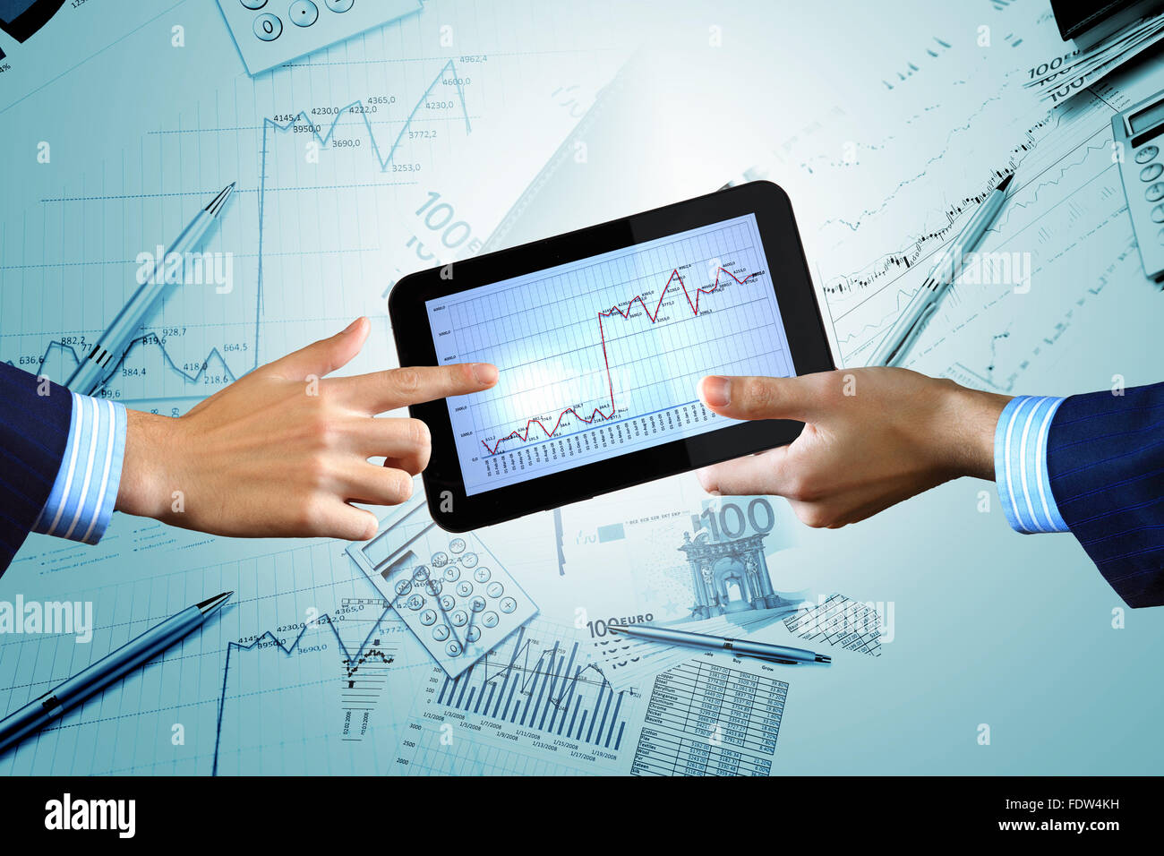 Modern computer technology in business illustration with wireless ...