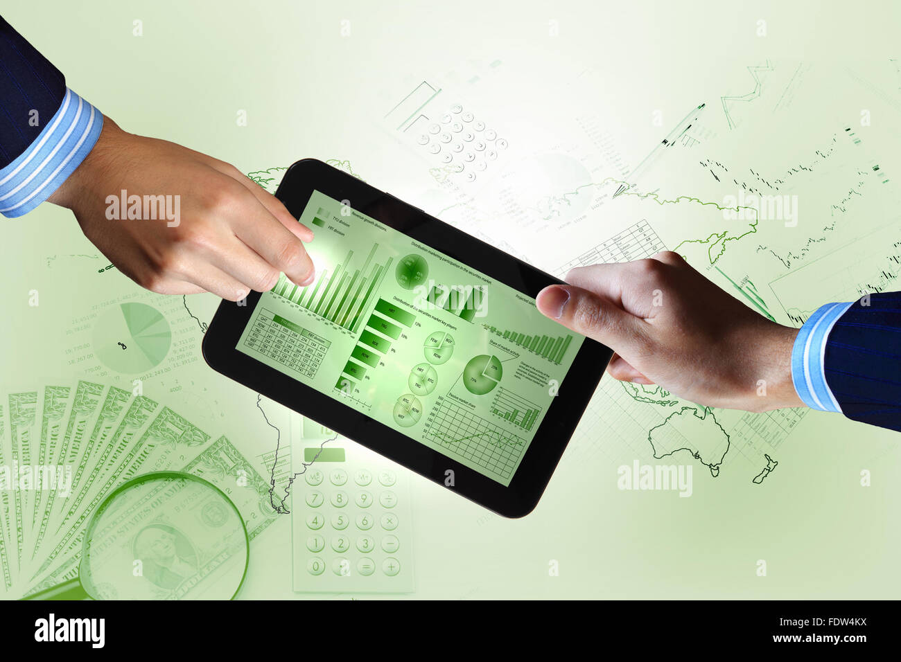 Modern computer technology in business illustration with wireless ...