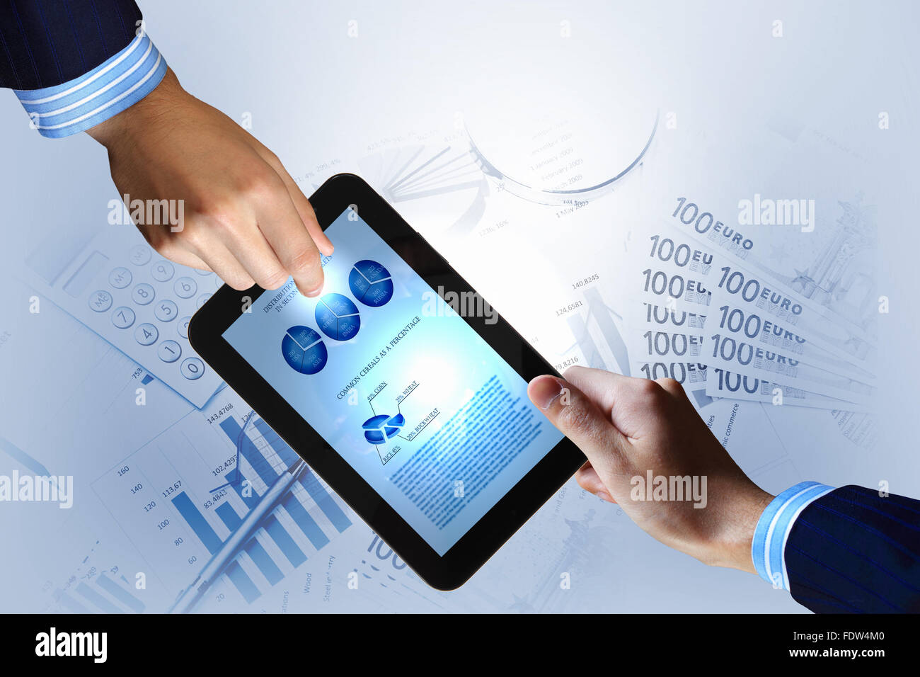 Modern computer technology in business illustration with wireless ...