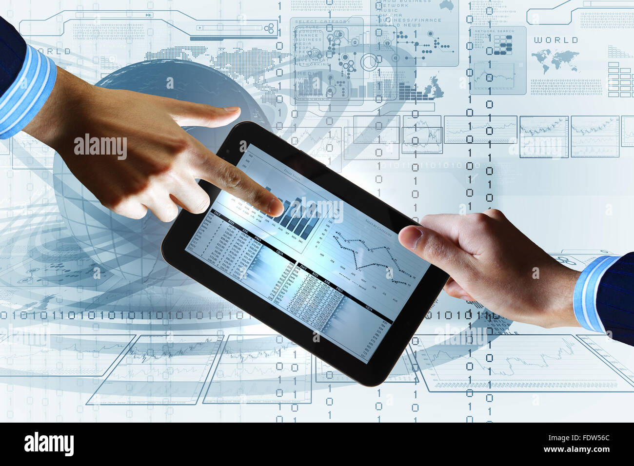 Modern computer technology in business illustration with wireless ...