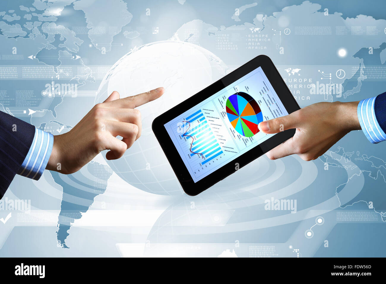 Modern computer technology in business illustration with wireless ...