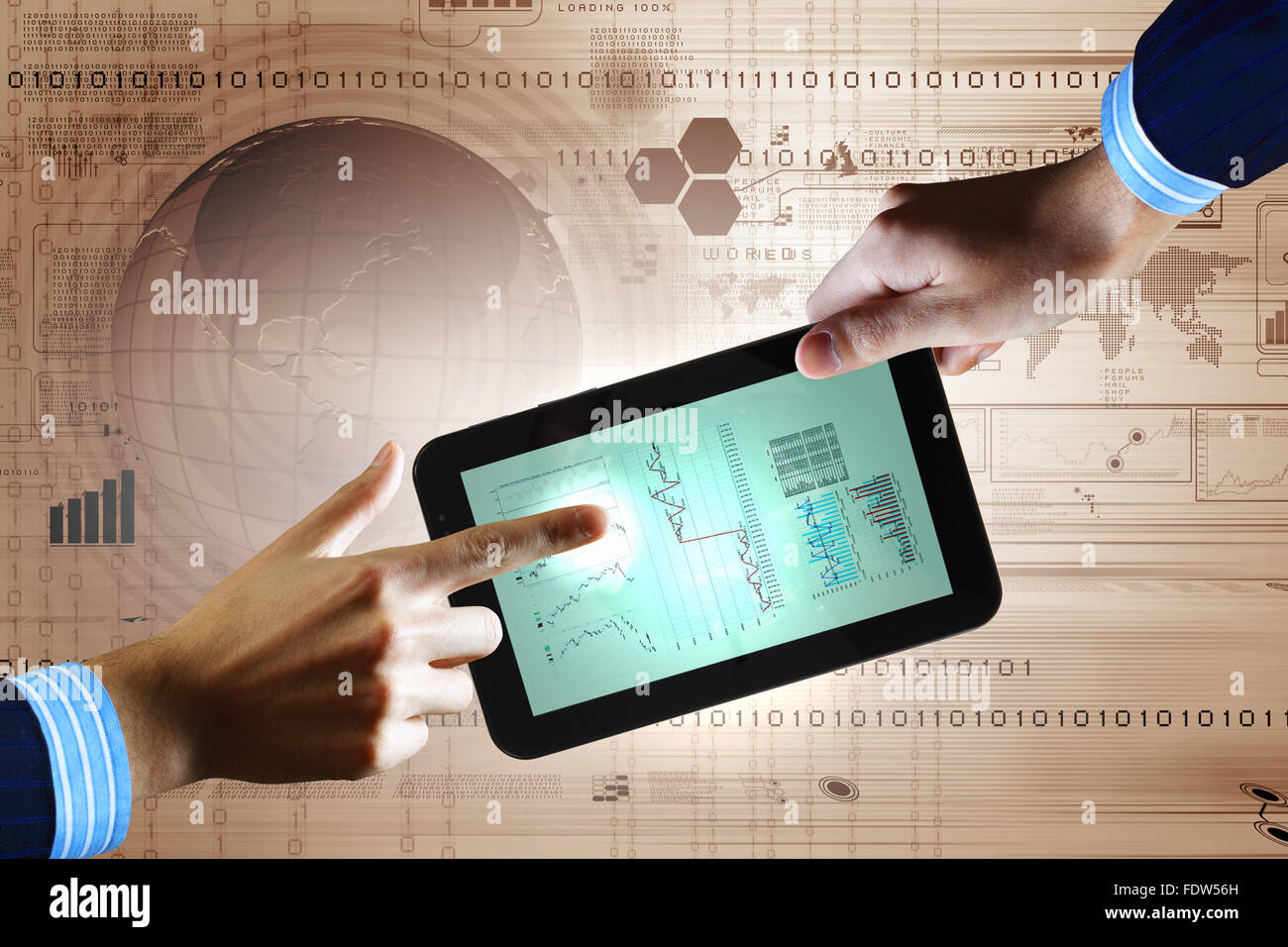 Modern computer technology in business illustration with wireless ...