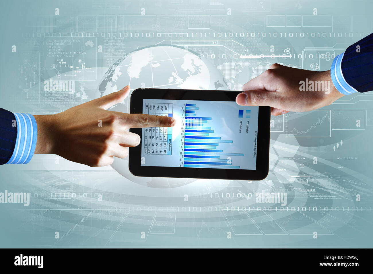 Modern computer technology in business illustration with wireless ...