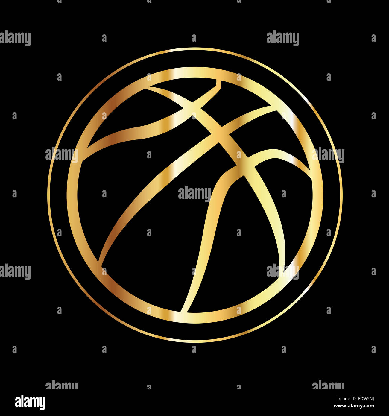 A gold colored basketball icon on black background Stock Photo - Alamy