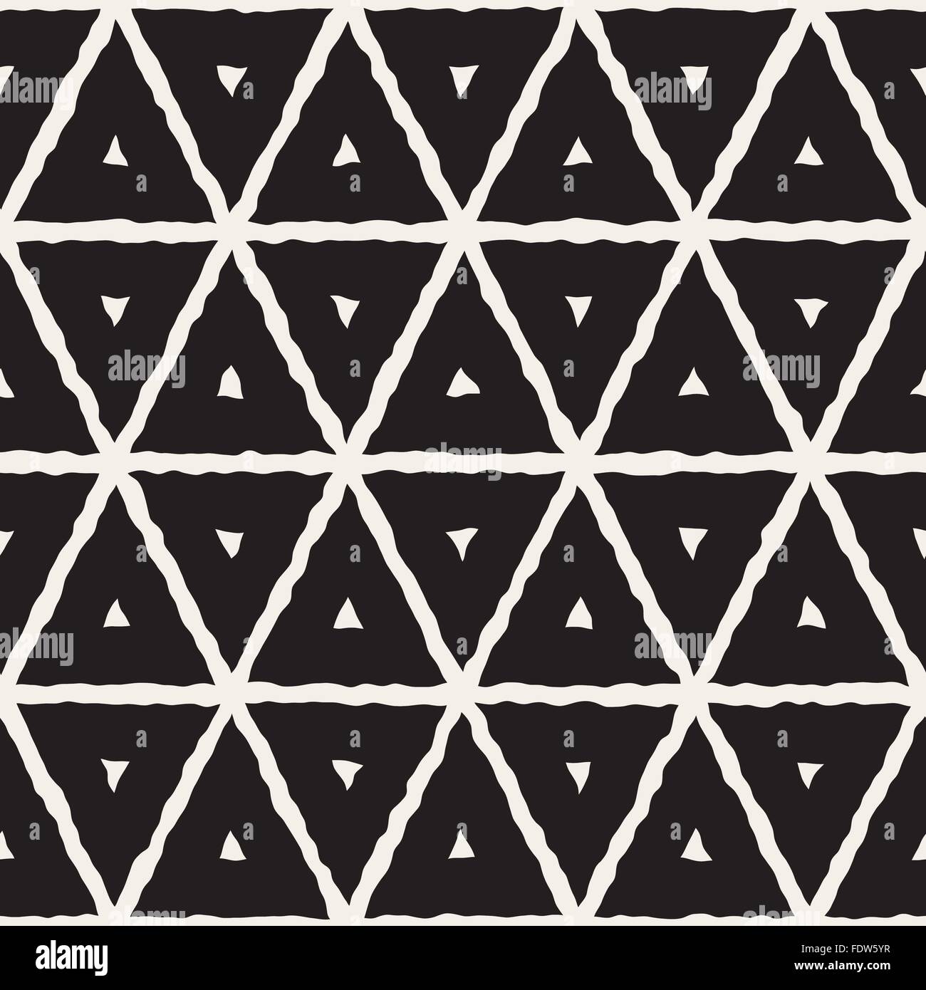 Vector Seamless Black And White Hand Painted Line Geometric Triangle ...