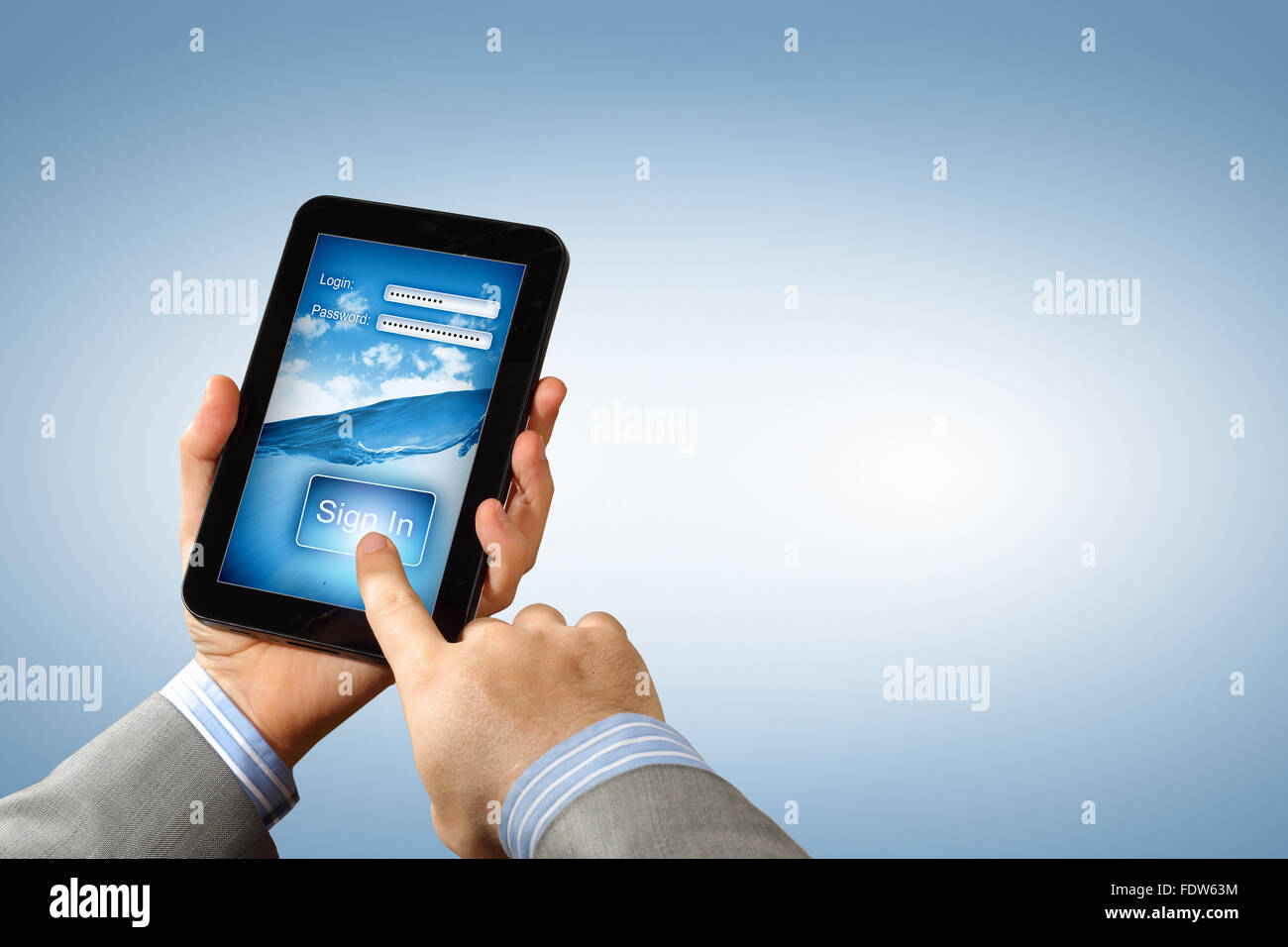 Login with email and password on computer screen Stock Photo - Alamy