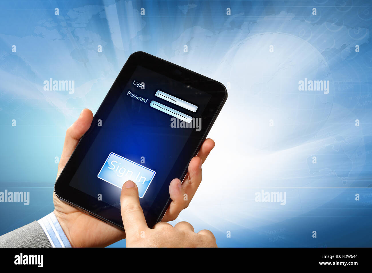 Login with email and password on computer screen Stock Photo - Alamy