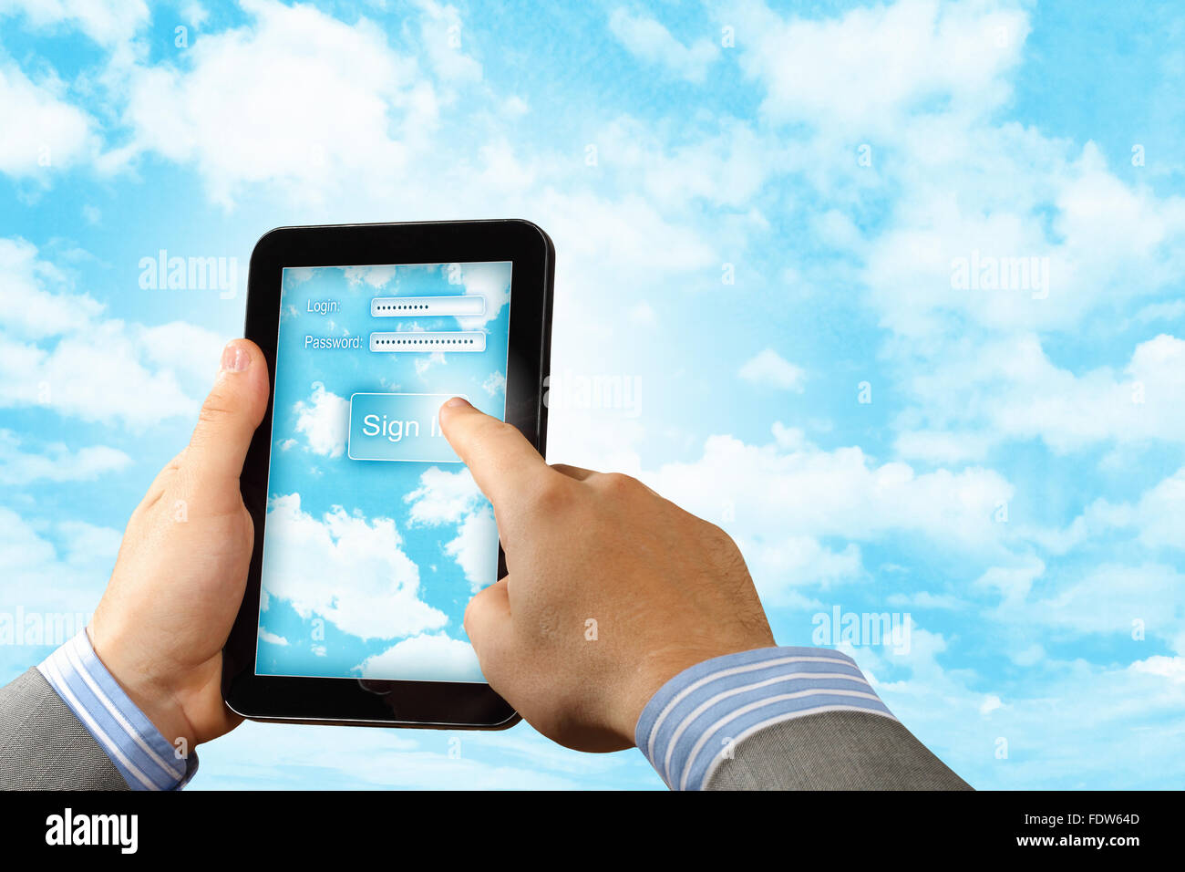 Login with email and password on computer screen Stock Photo - Alamy
