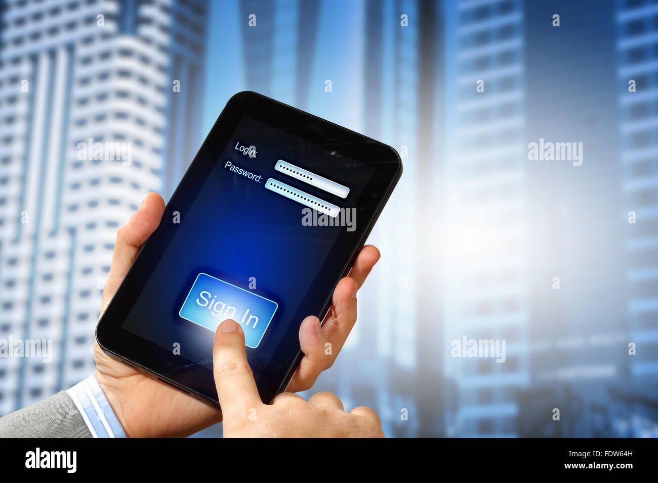 Login with email and password on computer screen Stock Photo - Alamy