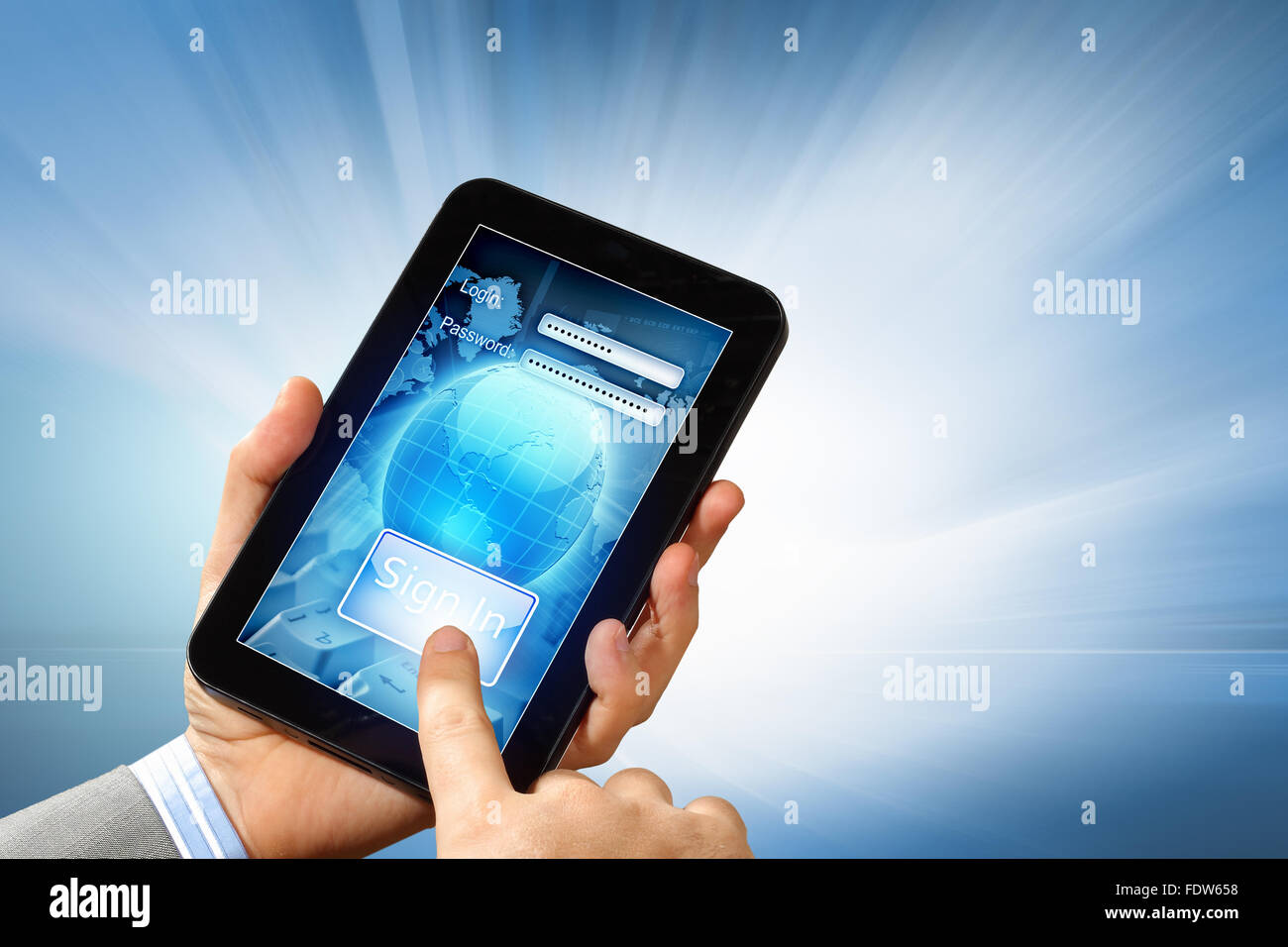 Login with email and password on computer screen Stock Photo - Alamy