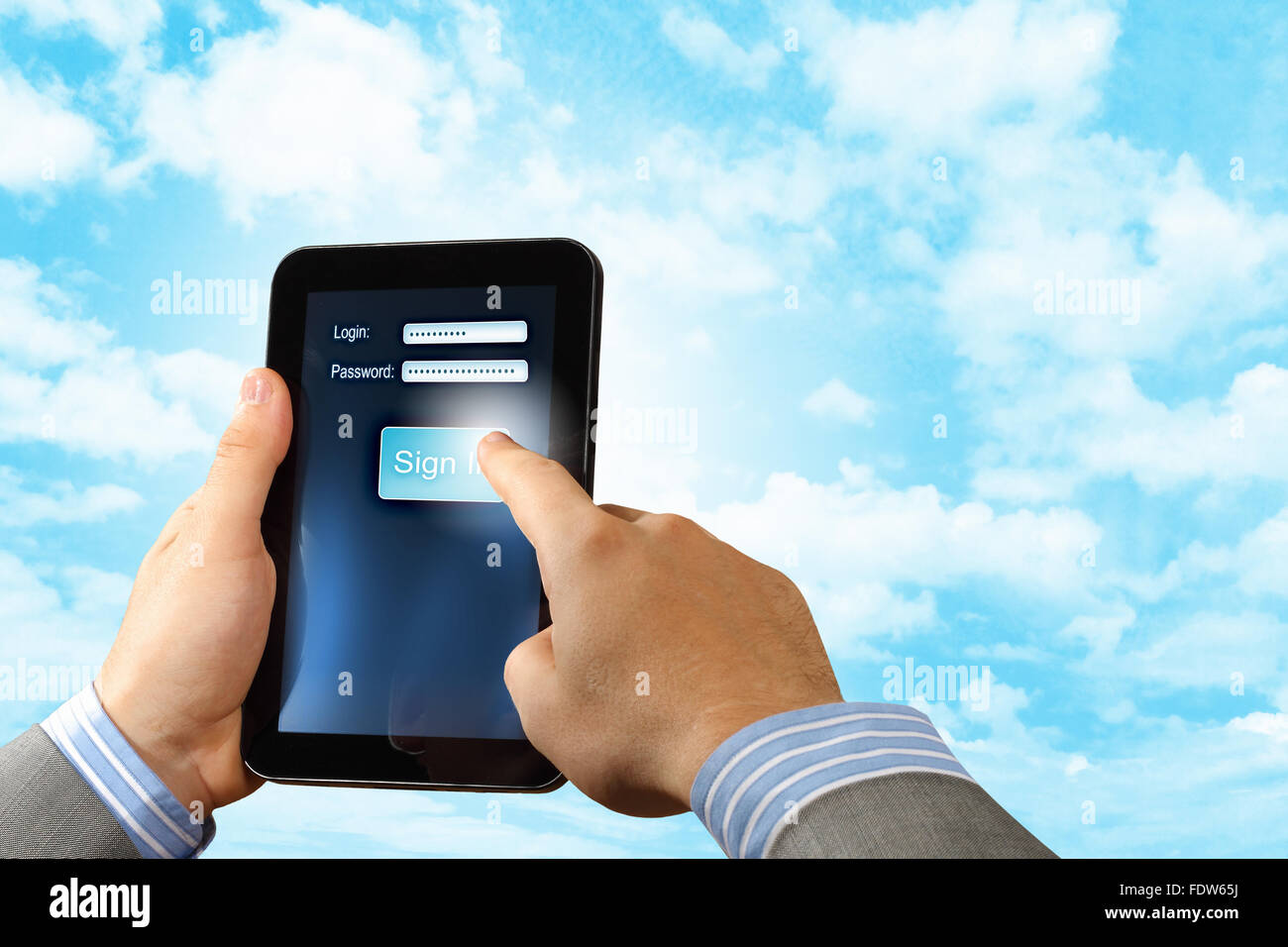 Login with email and password on computer screen Stock Photo - Alamy