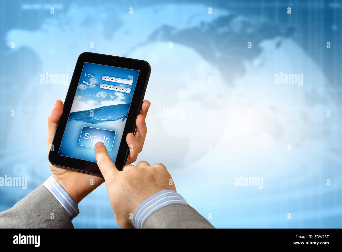 Login with email and password on computer screen Stock Photo - Alamy