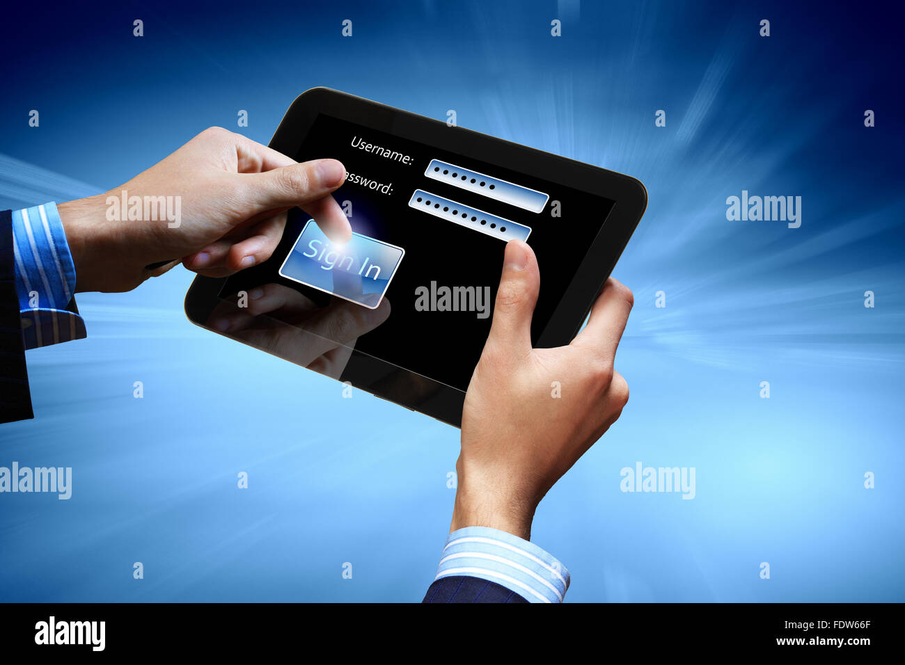 Login with email and password on computer screen Stock Photo - Alamy