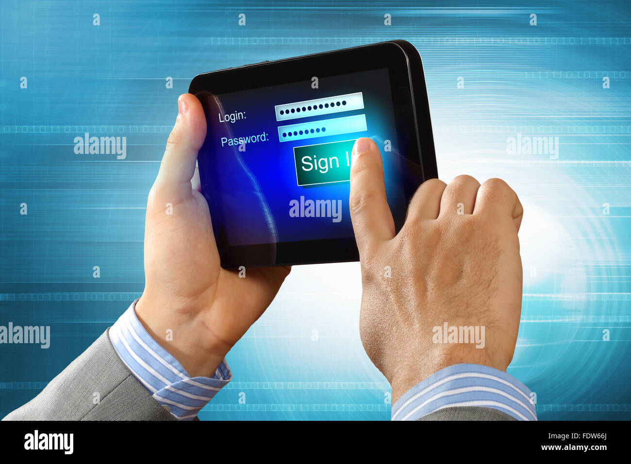 Login with email and password on computer screen Stock Photo - Alamy