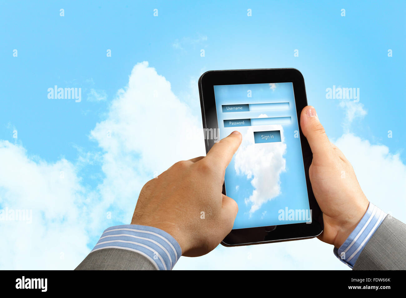 Login with email and password on computer screen Stock Photo - Alamy