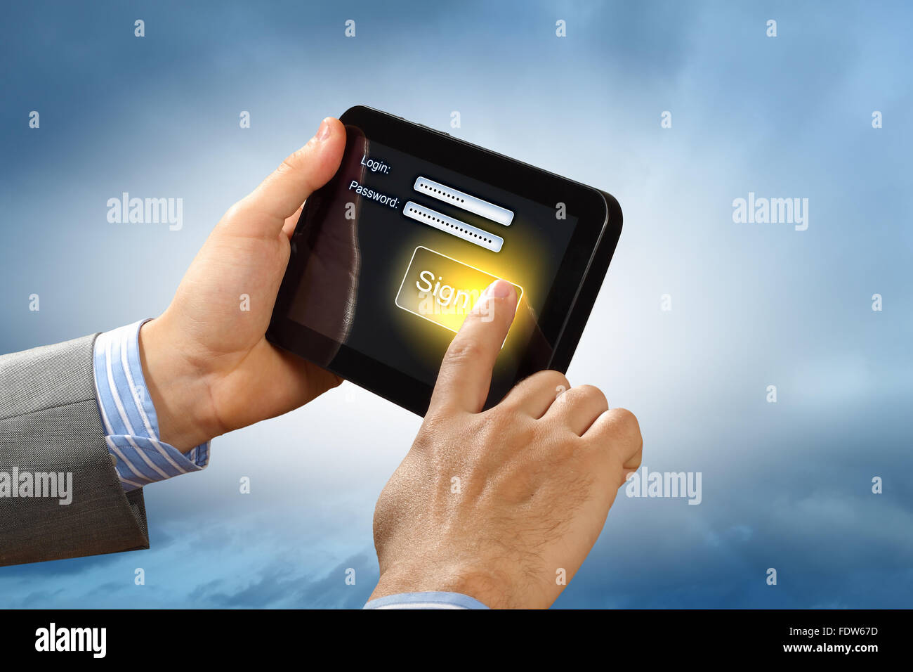 Login with email and password on computer screen Stock Photo - Alamy