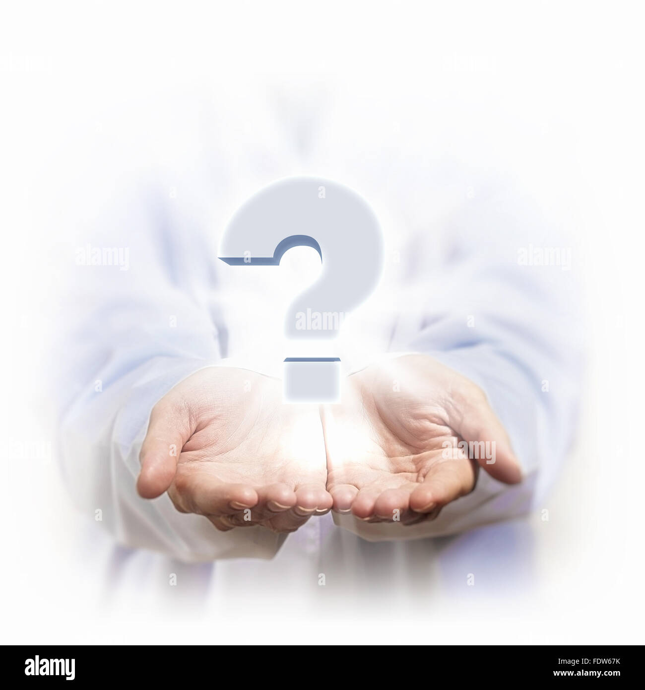 Question mark and human hands. Concept illustration Stock Photo - Alamy