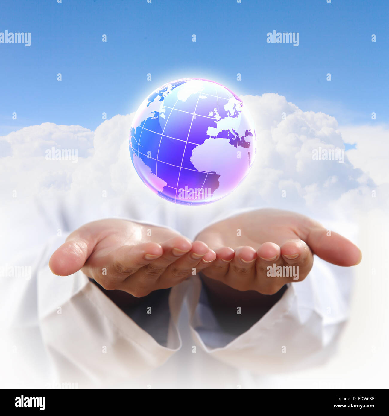 Planet System in Your Hand. Conceptual Image Stock Photo - Alamy