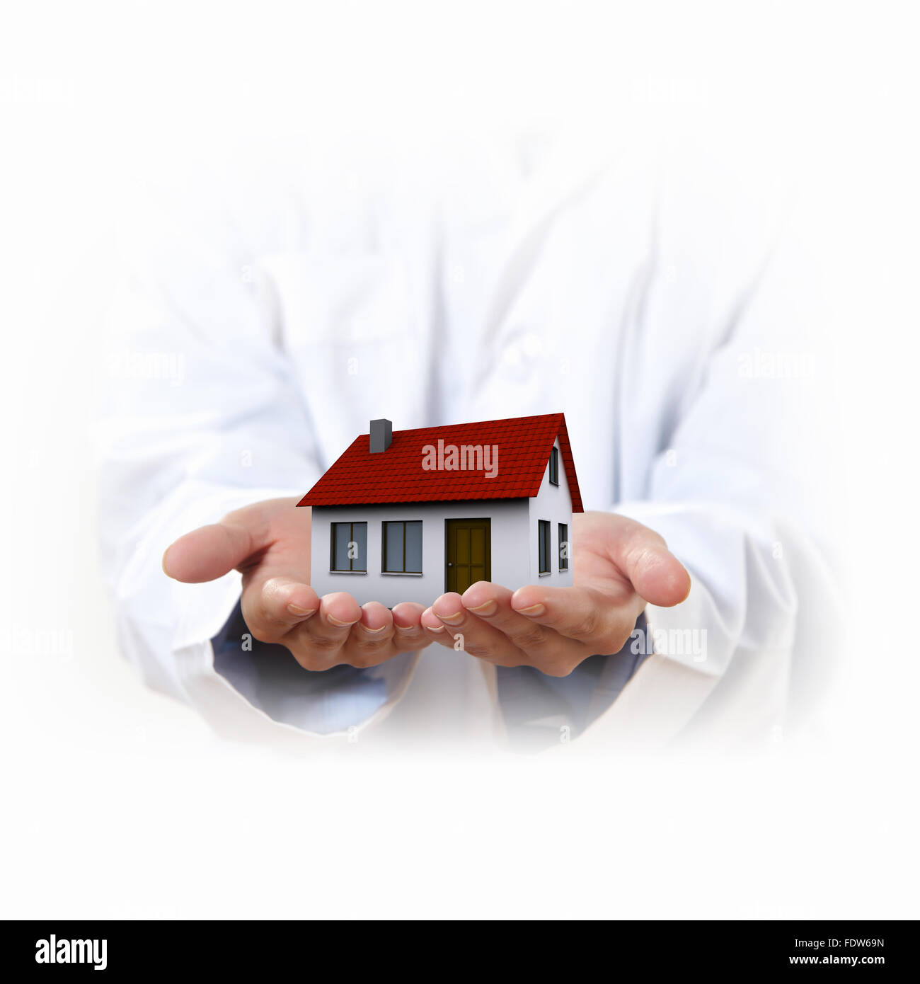 Residential building and a businessman holding it in his hands Stock ...