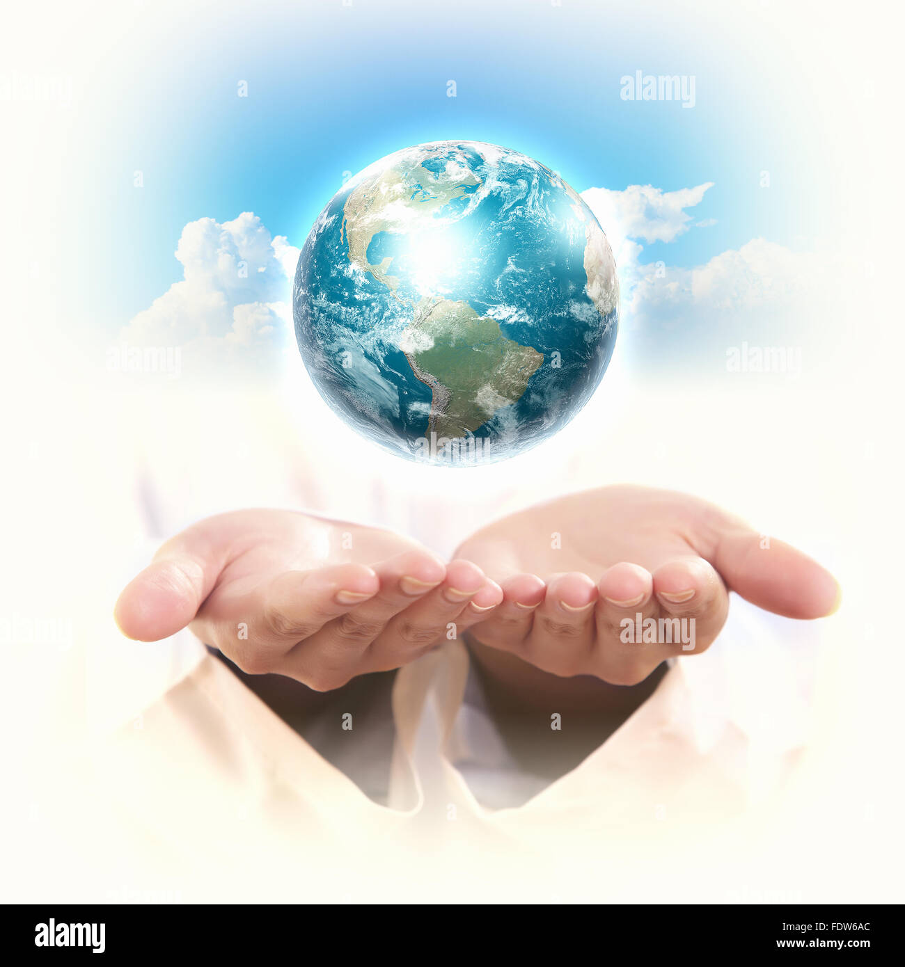 Planet System in Your Hand. Conceptual Image Stock Photo - Alamy