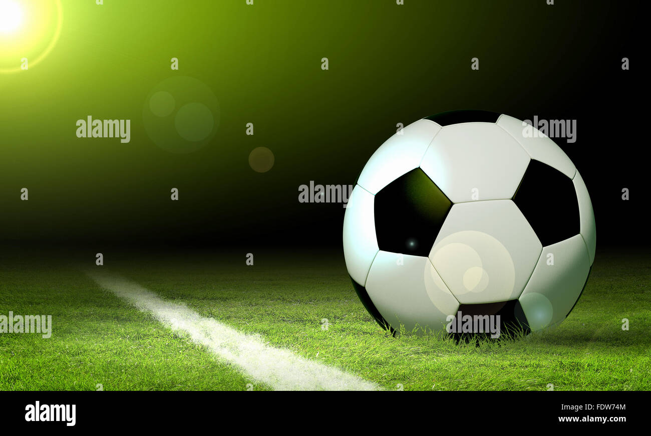 Black and white football or soccer ball, colour illustration Stock ...
