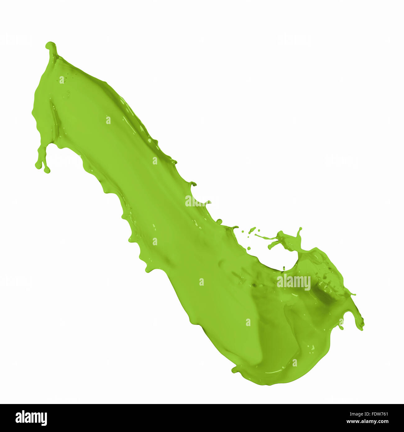 Bright green colour paint splash on white background Stock Photo - Alamy