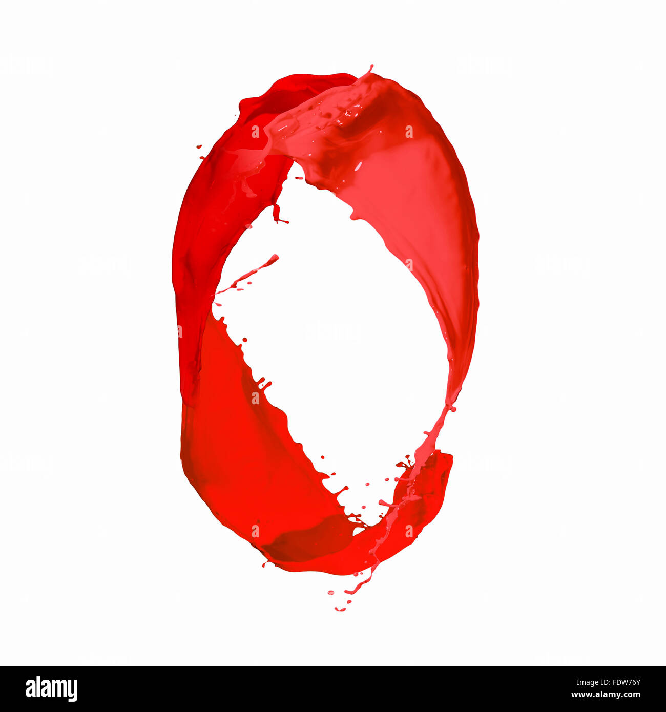 Bright red colour paint splash on white background Stock Photo - Alamy