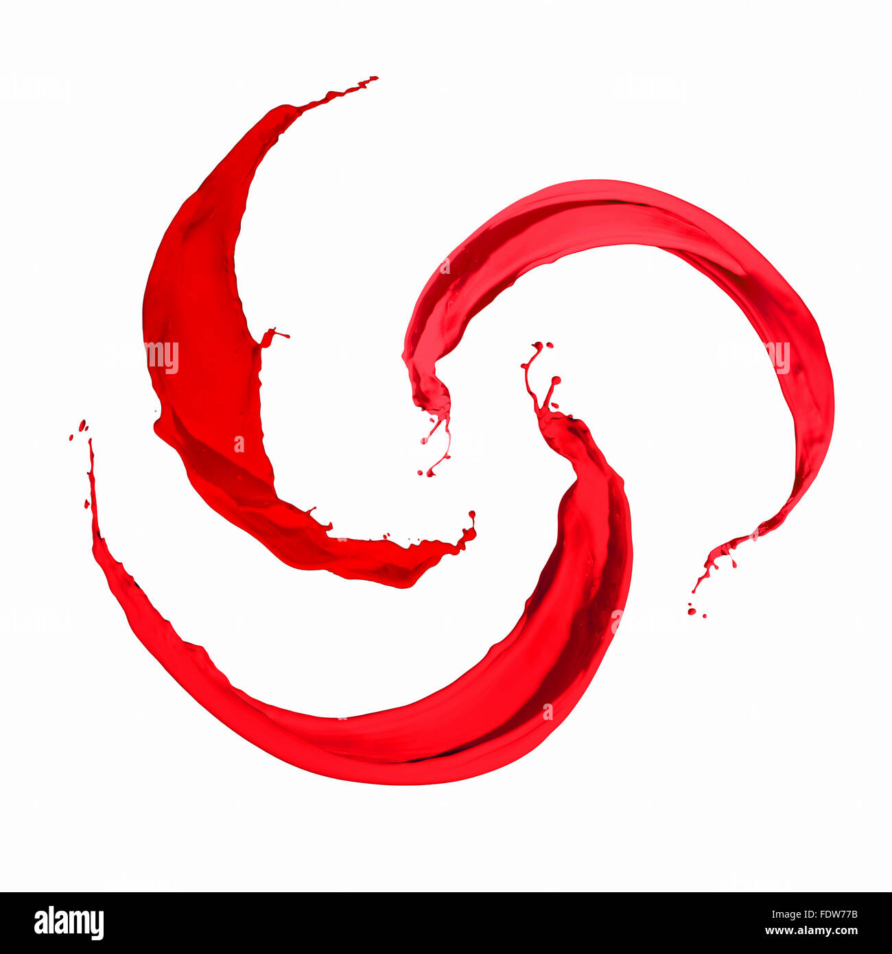 Bright red colour paint splash on white background Stock Photo - Alamy