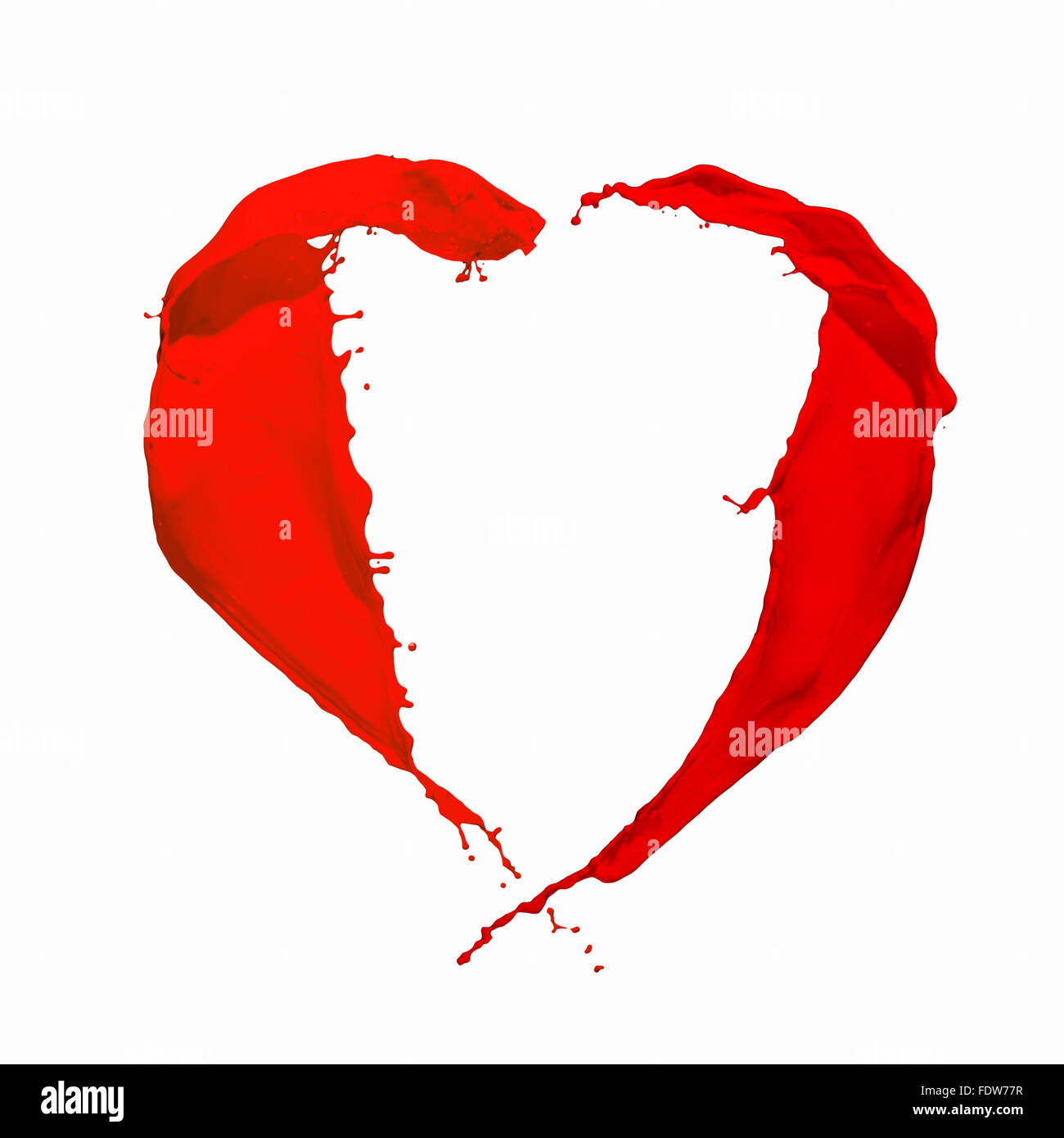 Bright red colour paint splash on white background Stock Photo - Alamy