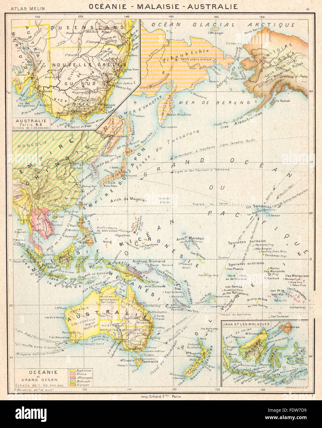 OCEANIA: Australia Australie; Océanie; inset Java Moluques; , 1900 ...
