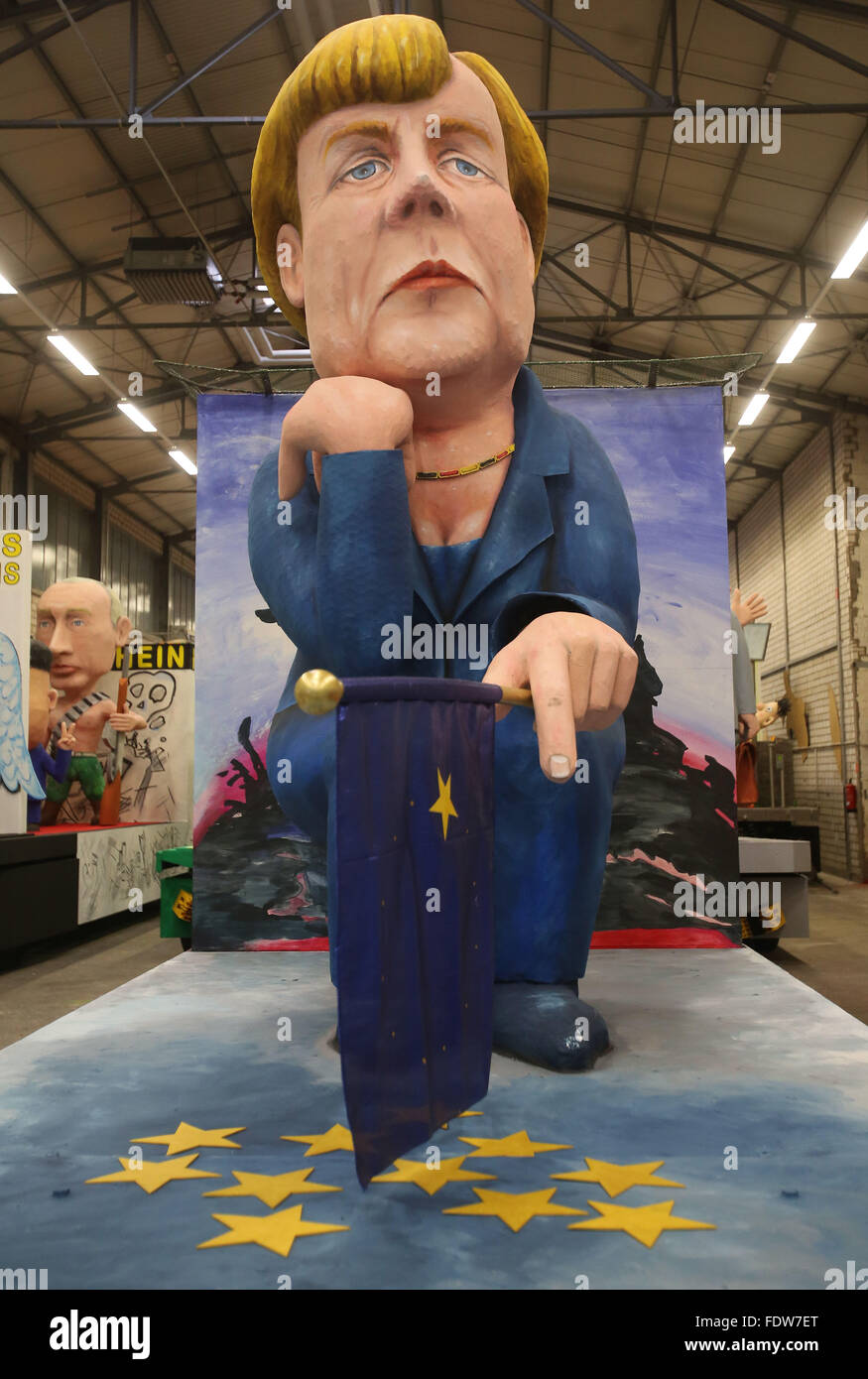 Cologne, Germany. 02nd Feb, 2016. A float featuring a figure of German ...