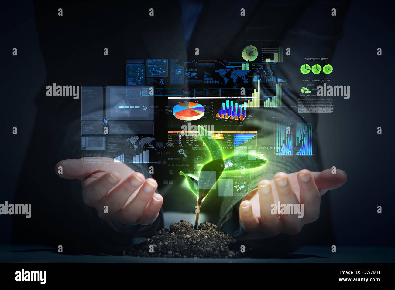 Money Sprouting - finance and money symbols sprouting from stems Stock ...