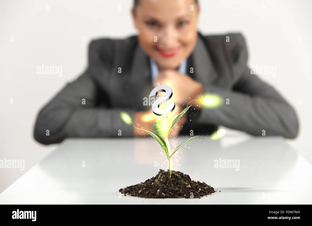 Money Sprouting - finance and money symbols sprouting from stems Stock ...