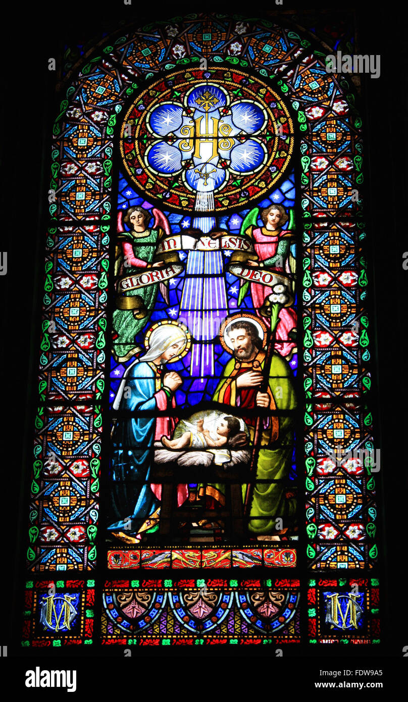 Stained glass window in the cathedral Stock Photo - Alamy