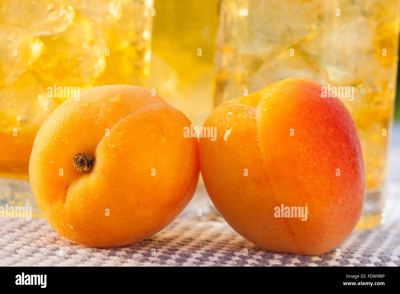 home made cold peach ice tea in summer garden Stock Photo - Alamy