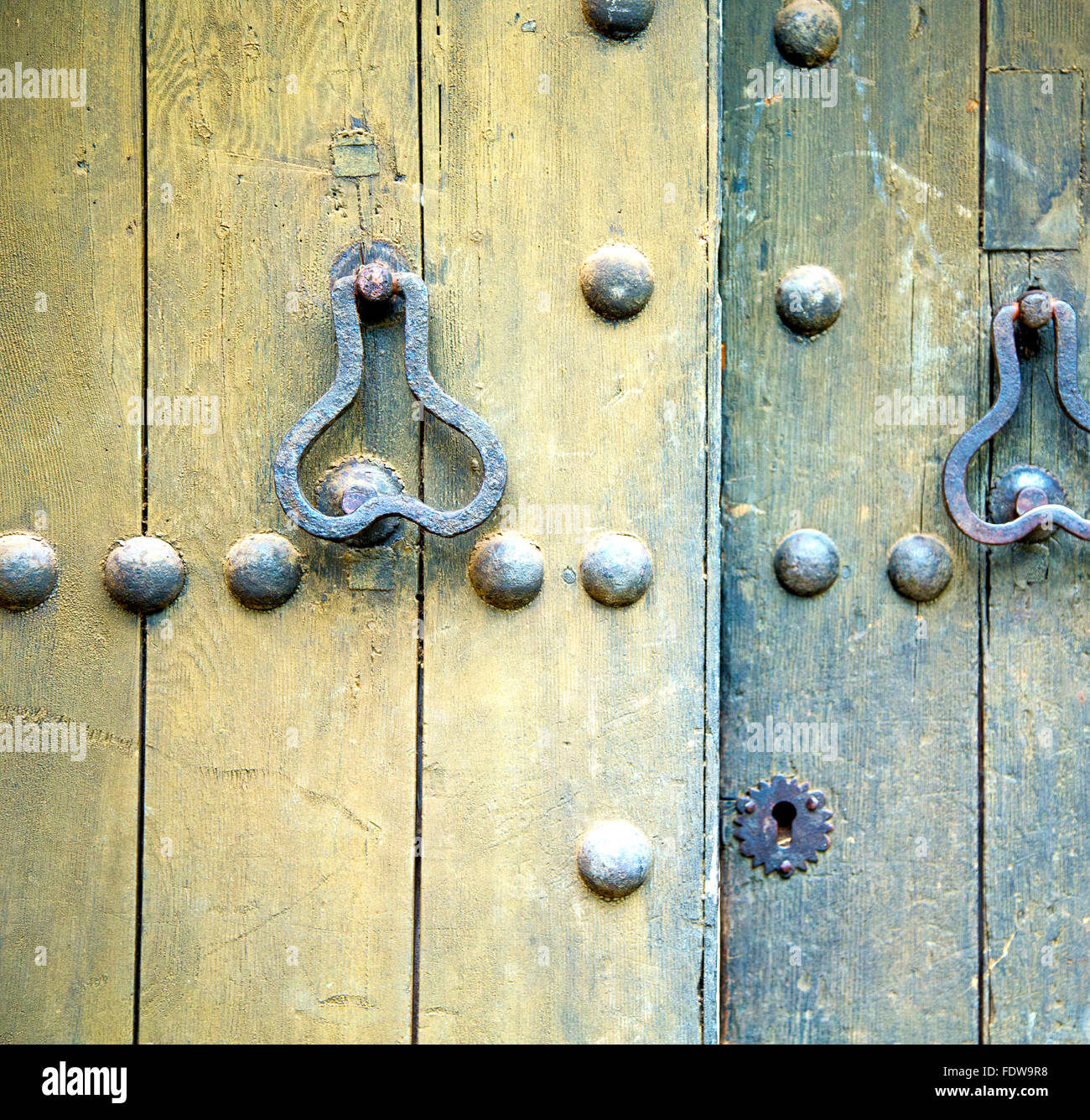 brown morocco in africa the old wood facade home and rusty safe padlock ...